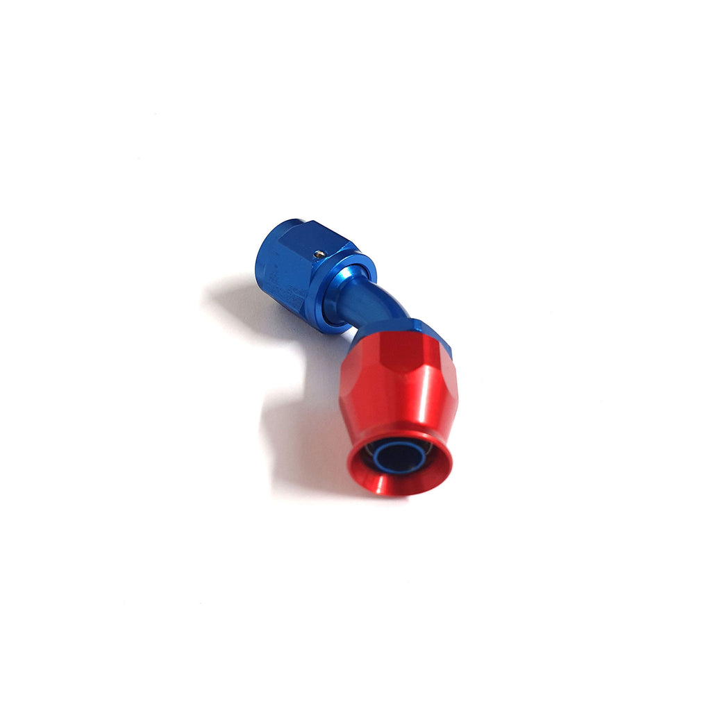 -8JIC 45° Red/Blue Fitting For Teflon Hose – C Bradley Motorsport