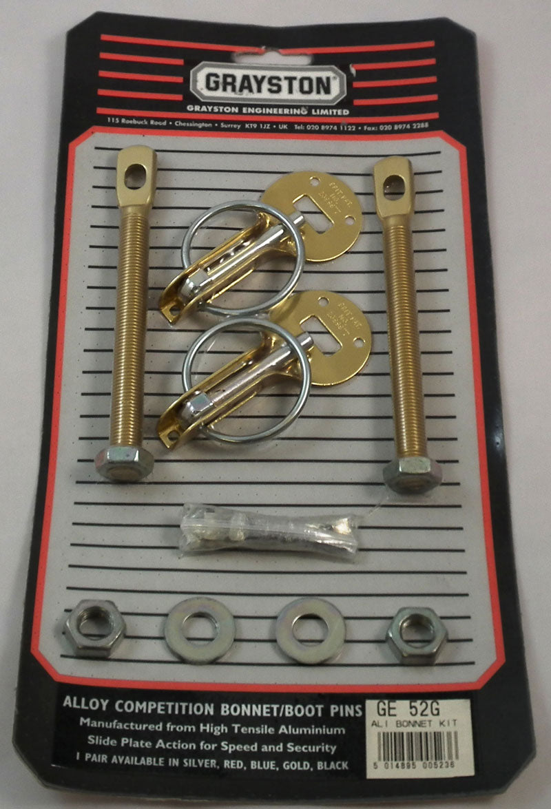 Bonnet Pin Kit in Gold – C Bradley Motorsport