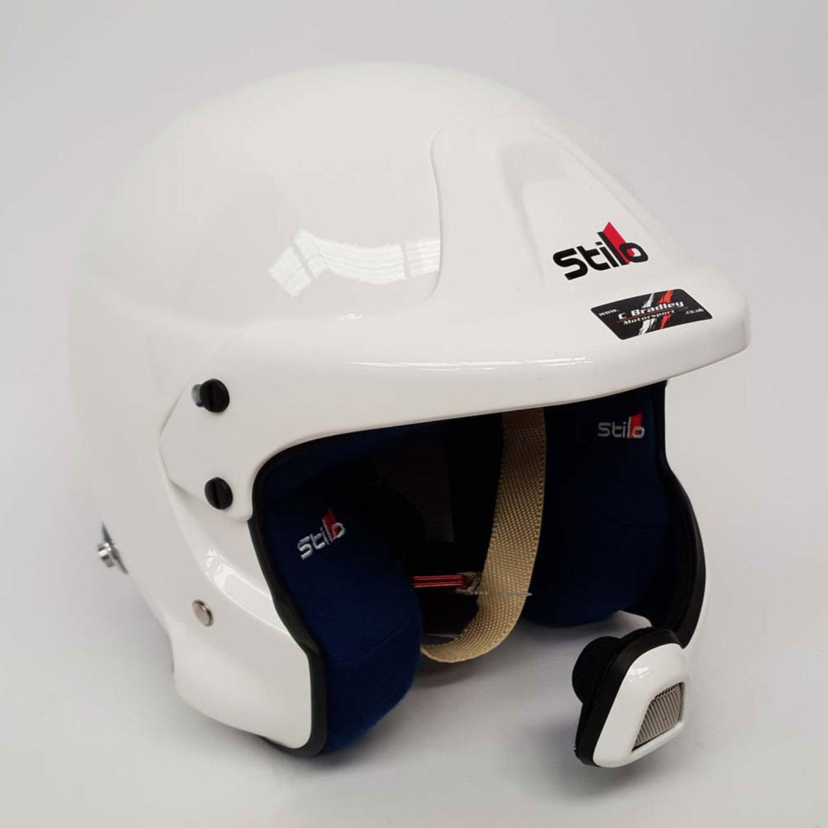 Stilo WRC DES White (Blue Liner) Helmet with Hans Posts – C Bradley ...